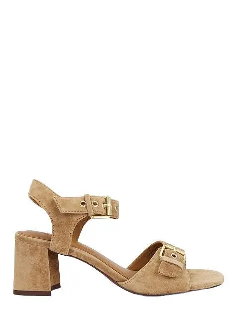 Madewell Briella Heeled Sandal - Tawny Khaki Suede