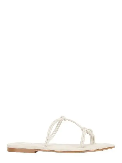 Raye Farah Suede Knot Detail Flat Sandals - Ivory