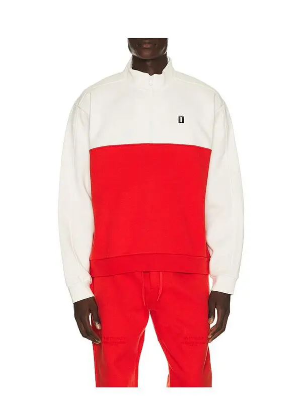 WHITESPACE Color Block Quarter Zip Sweatshirt - Aura Orange