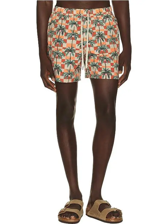 FAIR HARBOR Bungalow Swim Trunk - Checkered Palms