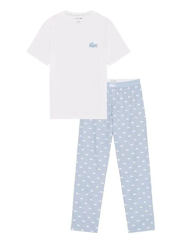 Lacoste Pajama Set In Blue - Aphylla & White