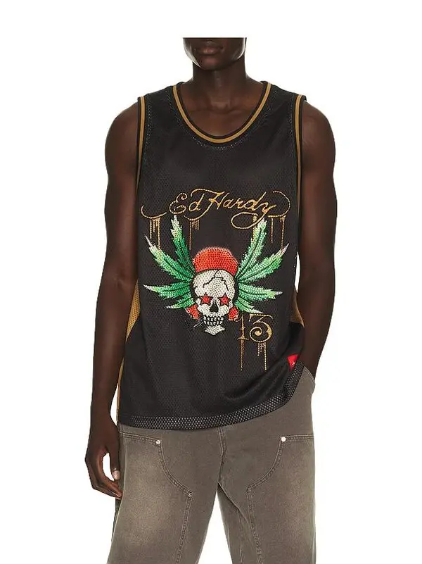 Ed Hardy By Appointment Only Weed Skull Jersey - Black