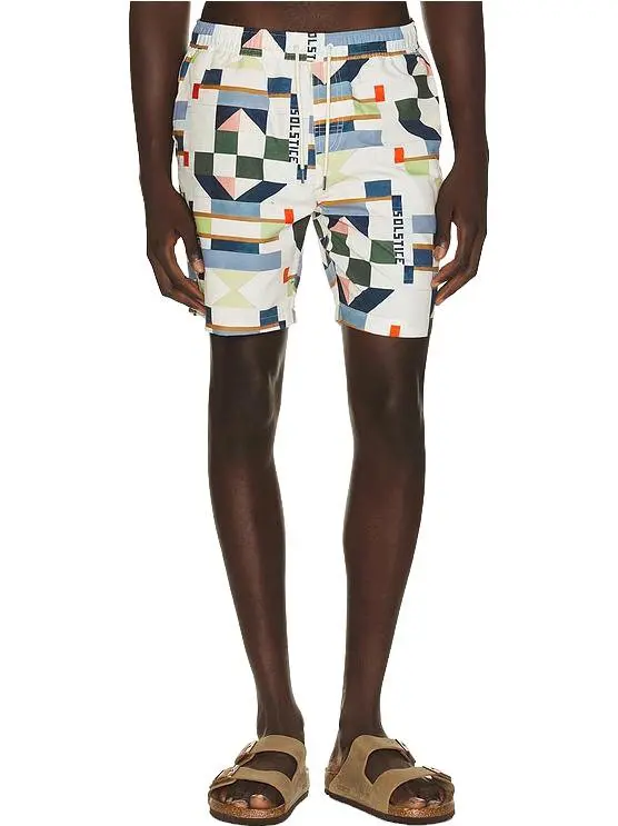 Scotch & Soda Printed Mid Length Swim Shorts - Patchwork Infinity