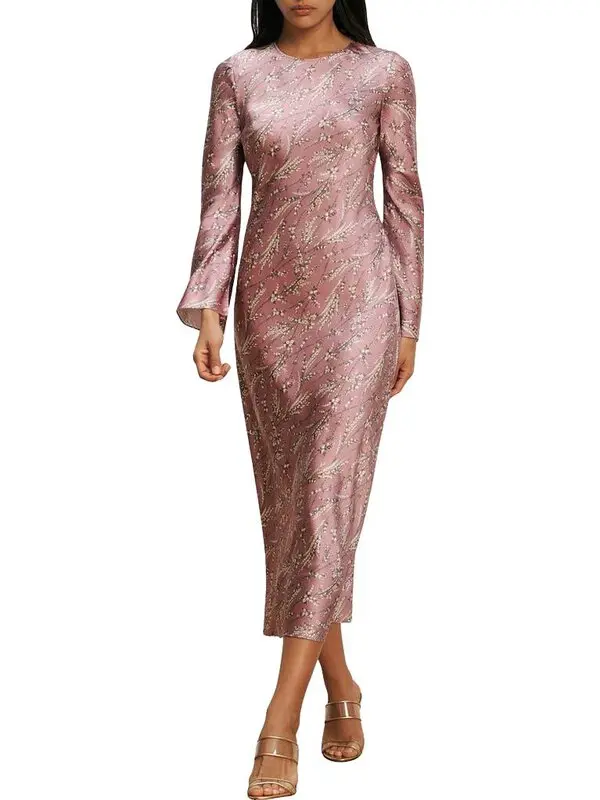 Veronica Beard Gemma Floral Long Sleeve Silk Blend Dress - Orchid Haze Multi