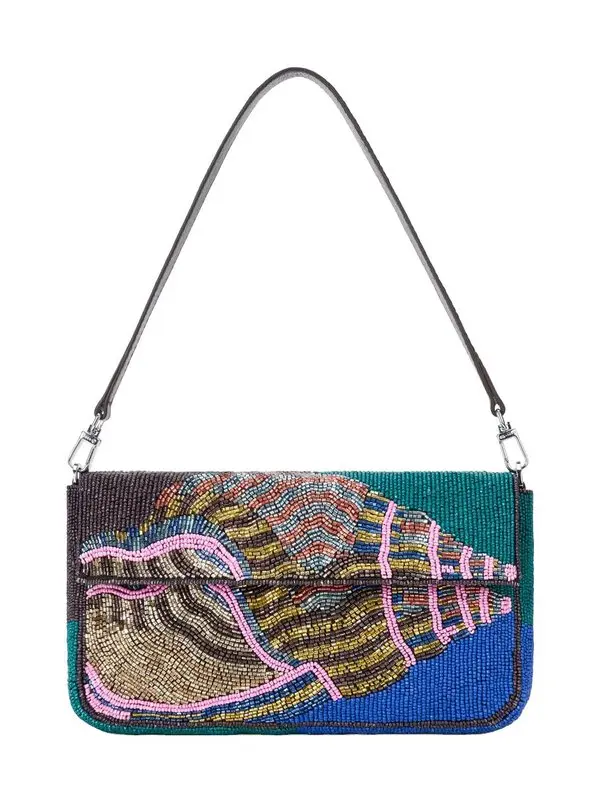 Staud Timmy Beaded Shoulder Bag - Conch Shell