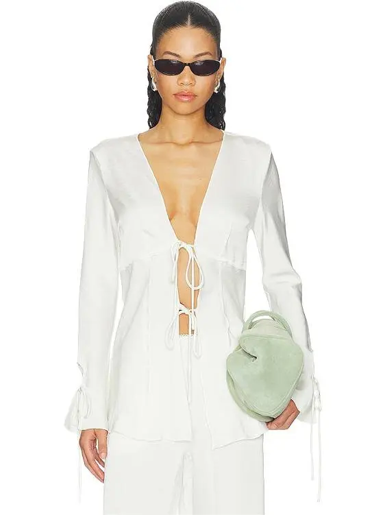 Lioness Veil Long Sleeve Top - Porcelain