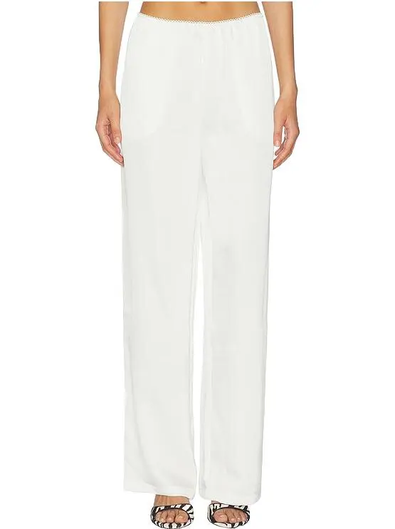 Lioness In Bloom" Wide Leg Pants - Porcelain