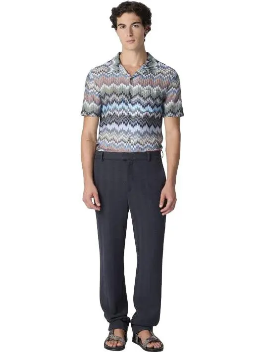 Missoni Classic Trousers With Tone-on-tone Zigzag Pattern - Blue