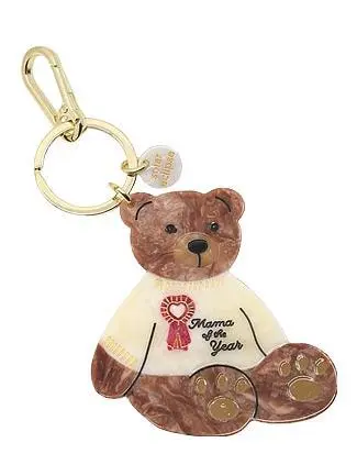 SOLAR ECLIPSE Hand-painted Mama Bear Bag Charm & Keychain - Brown