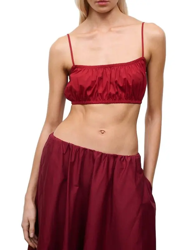 Staud Fiore Stretch Cotton Bralette Top - Rouge