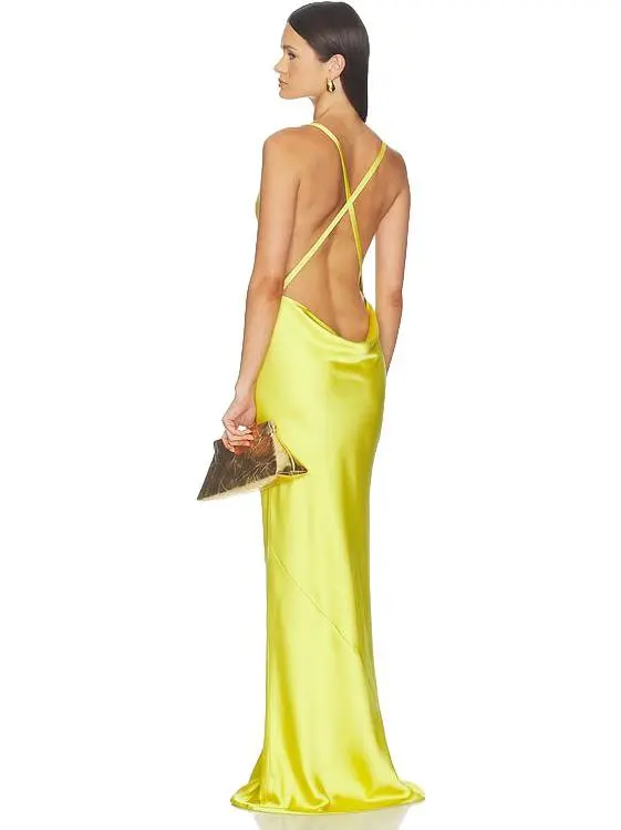 Norma Kamali Cross Back Bias Gown - Serene Yellow