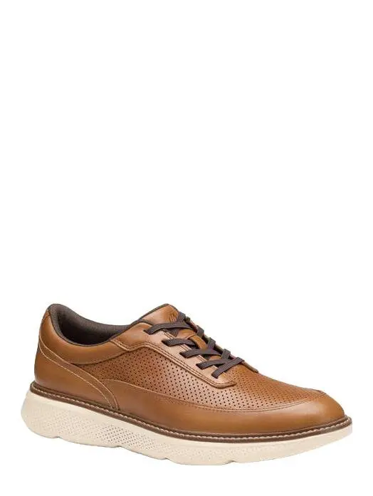 Johnston & Murphy Hayden Stretch U-throat Perforated Leather Oxford - Tan Full Grain