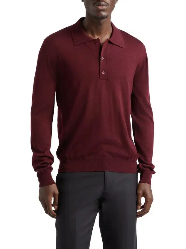 Valentino Garavani Vlogo Virgin Wool Polo Sweater - Wine
