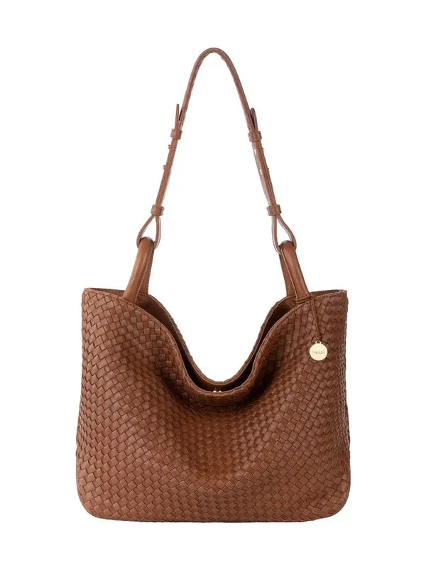 THE SAK Los Feliz Medium Woven Leather Tote Bag - Cognac Woven