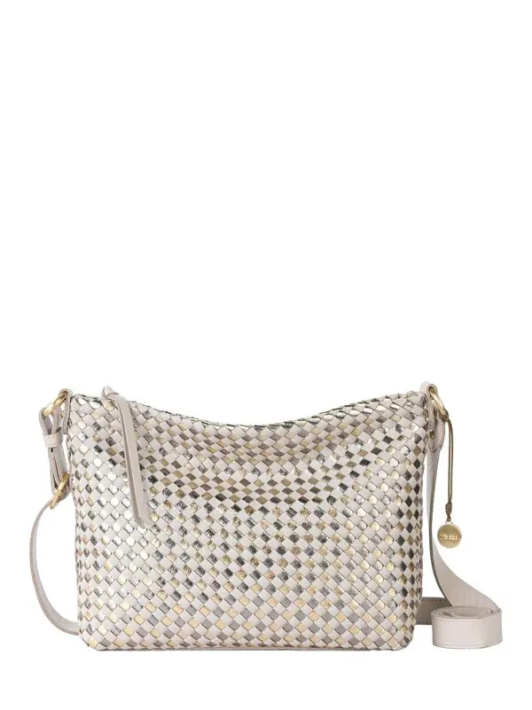 THE SAK Melrose Crossbody Woven Leather Bag - Stone Metallic Woven