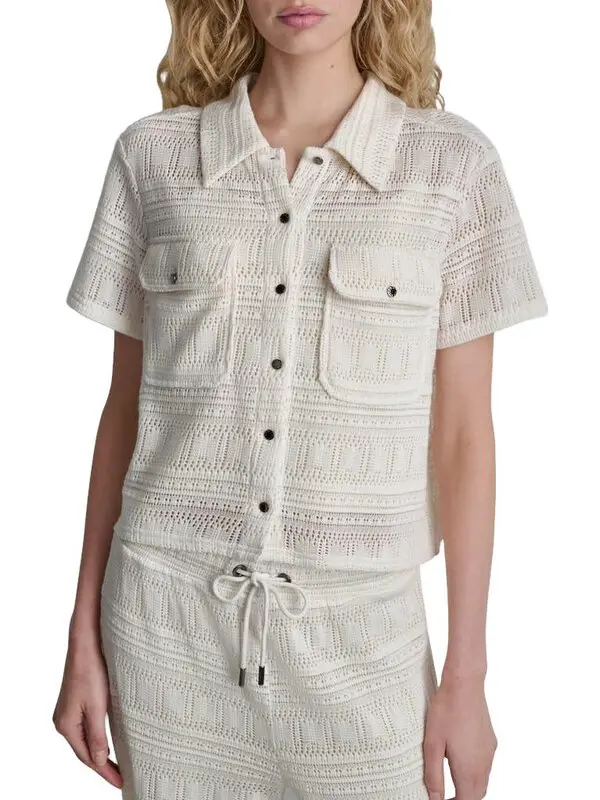 Dkny Open Stitch Button-up Shirt - Coconut