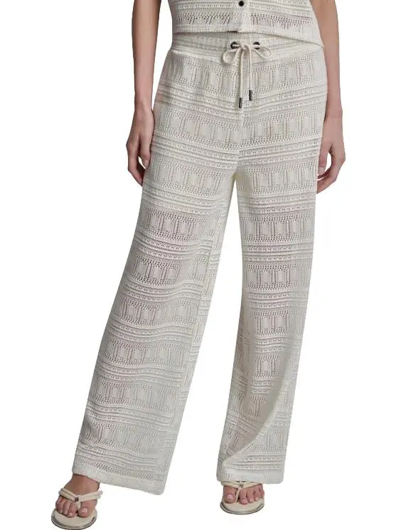 Dkny Open Stitch Drawstring Wide Leg Pants - Coconut