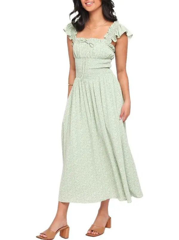 PETAL & PUP Bronte Floral Print Maxi Dress - Green Floral