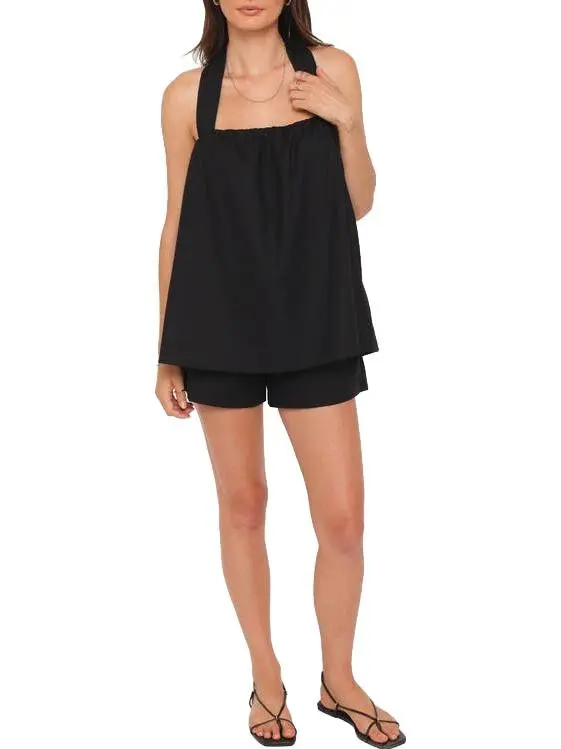 PETAL & PUP Lysandra Halter Top And Shorts Set - Black