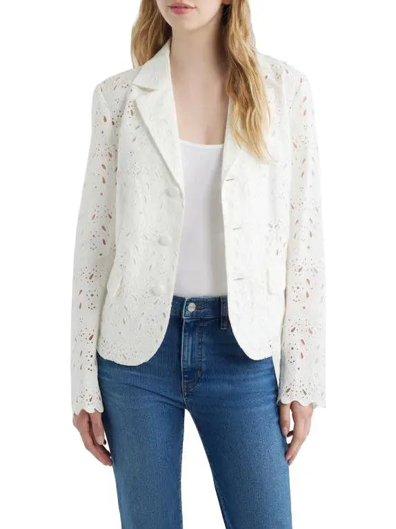 FRAME Paisley Cotton Eyelet Blazer - White