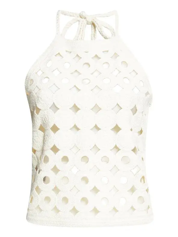 REISS Celia Crochet Cutout Halter Tank - White
