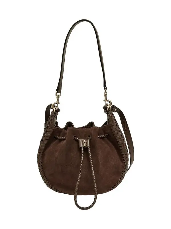 AIMEE All For Love Convertible Drawstring Bucket Bag - Fudge Suede