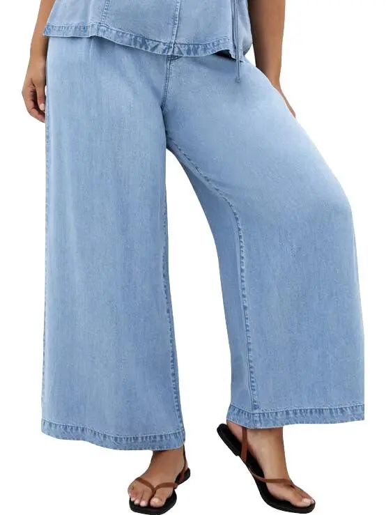City Chic Evani Wide Leg Denim Pants - Light Wash