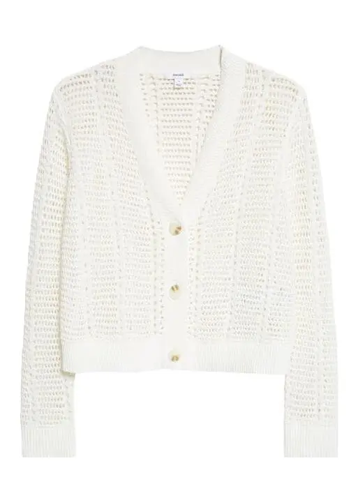 REISS Star Open Stitch Cotton Blend Cardigan - Ivory