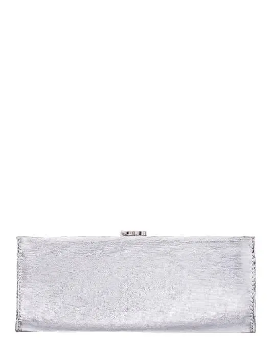 Nina Tierney Clutch With Optional Chain Strap - Silver
