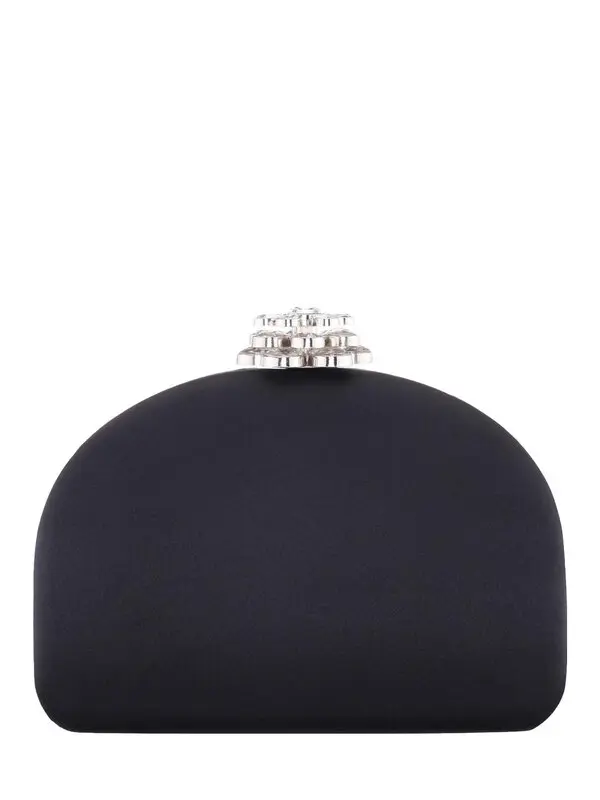 Nina Rhinestone Clasp Clutch - Black