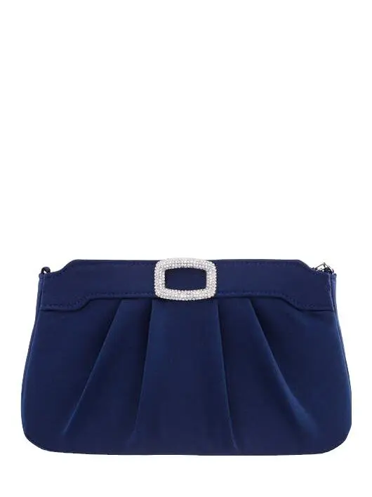 Nina Amy Embellished Satin Clutch - Navy