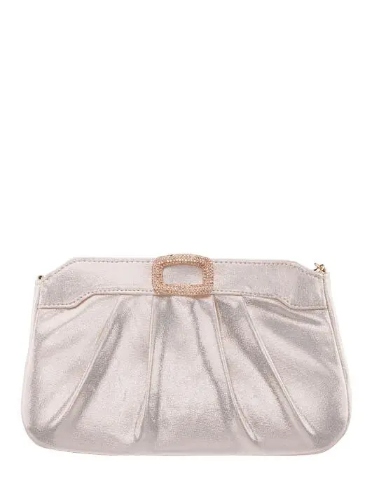 Nina Amy Embellished Satin Clutch - Platino