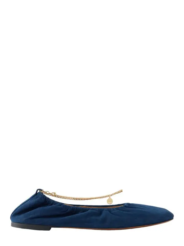 Stella McCartney Ballerina Alter Suede Flats With Chain Detail - Blue