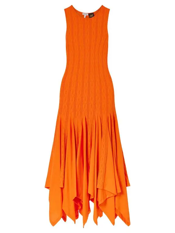 Loewe Pointelle-knit Midi Dress - Orange