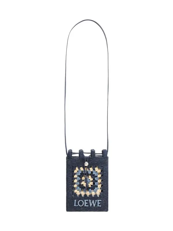 Loewe Crocheted Raffia Bucket Bag - Blue