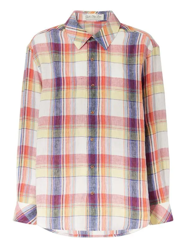 GOD’S TRUE CASHMERE God's True Cashmere Daybreak Checked Linen Shirt - Red