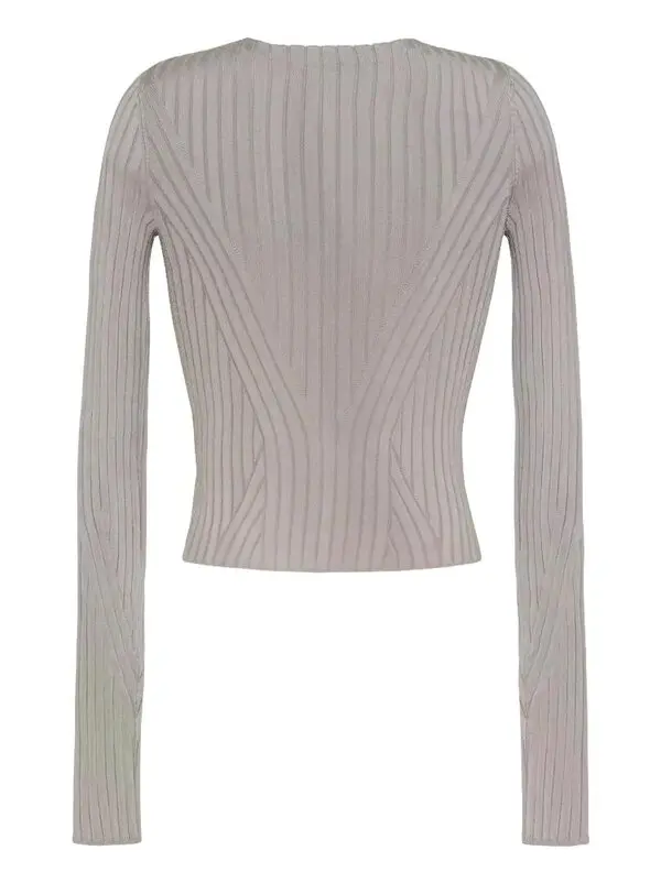 Adam Lippes Ribbed-knit Cardigan - Silver