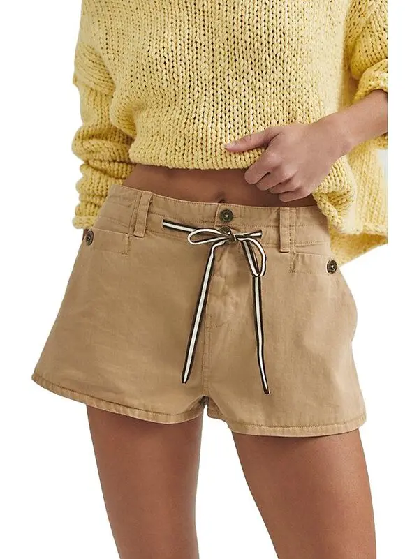 Free People Infinity Trapeze Chino Shorts - Oat Latte
