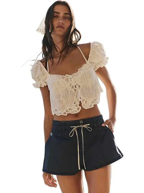 Free People Infinity Trapeze Chino Shorts - Starry Night