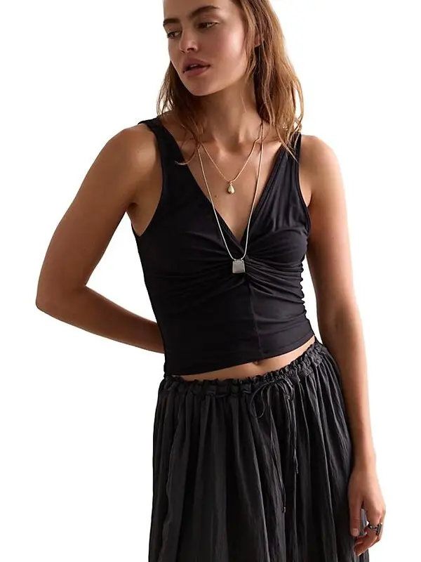 Free People Intimately Twisted Bodice Tank Top With Cowl Back - Black