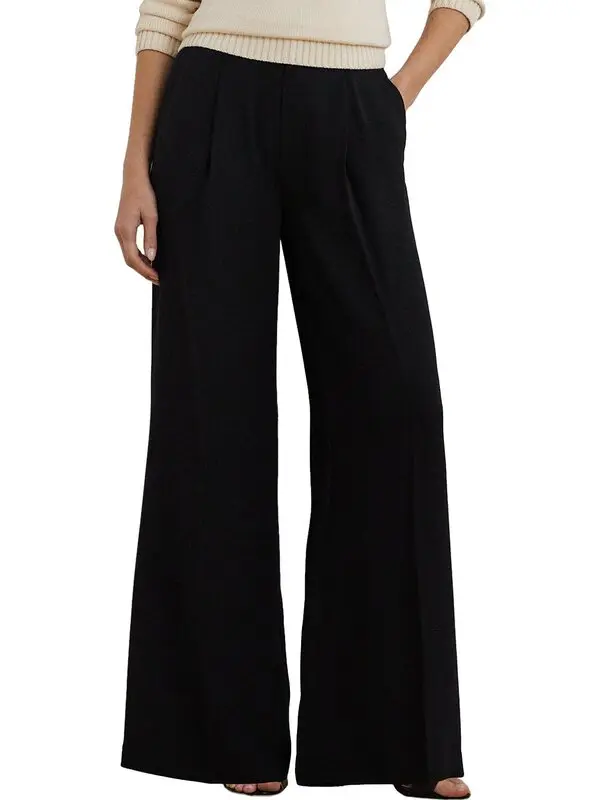 Ralph Lauren Double-faced Georgette Wide-leg Pants - Black