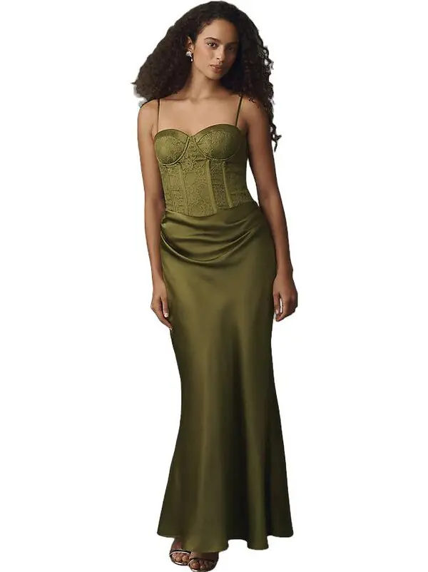 Bhldn Satin Corset Maxi Dress - Green