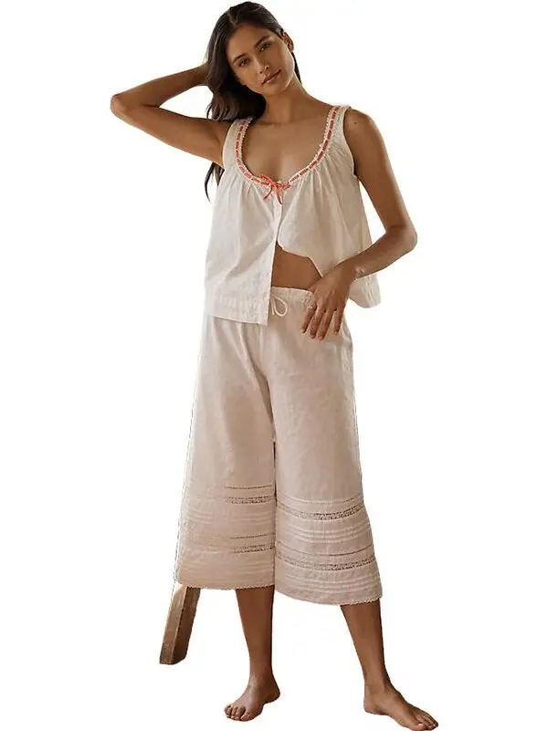 DAMSON MADDER Elodie Cotton Crop Pants - White