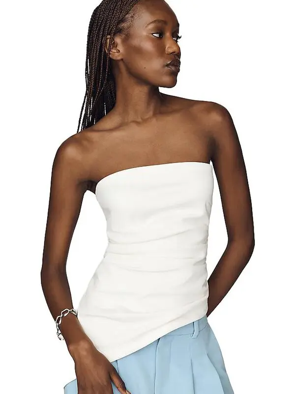 Maeve Asymmetric Tube Top - White