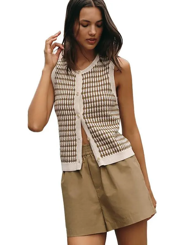 Varley Aura Cotton Knit Top - Egret/golden Olive