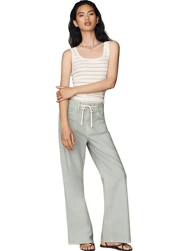 Paige Ari Tie-waist High-rise Wide-leg Jeans - Vintage Seaglass