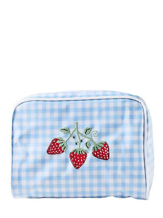 WEEZIE Small Patterned Toiletry Bag - Blue Plaid