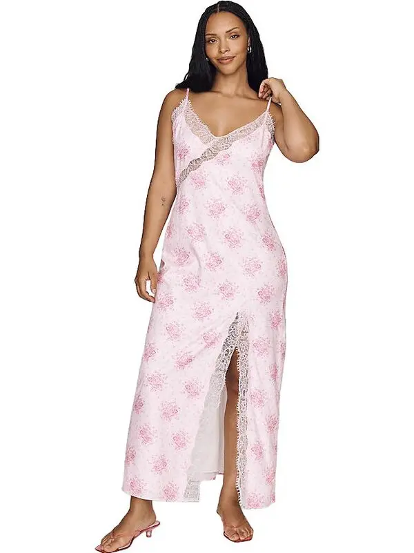 AMY JANE LONDON Camille Midi Slip Dress With Lace Trim - Rosette Reverie