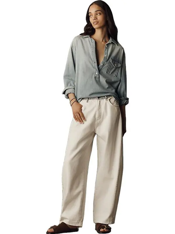 ASKK NY Catamaran High-rise Taper Jeans - White Shashiko