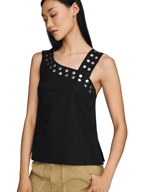 Maeve Asymmetric Hardware Tank Top - Black